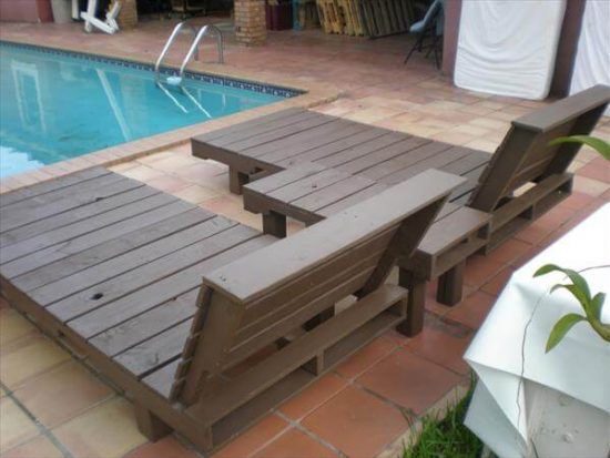 DIY Pallet Poolside Loungers with Table
