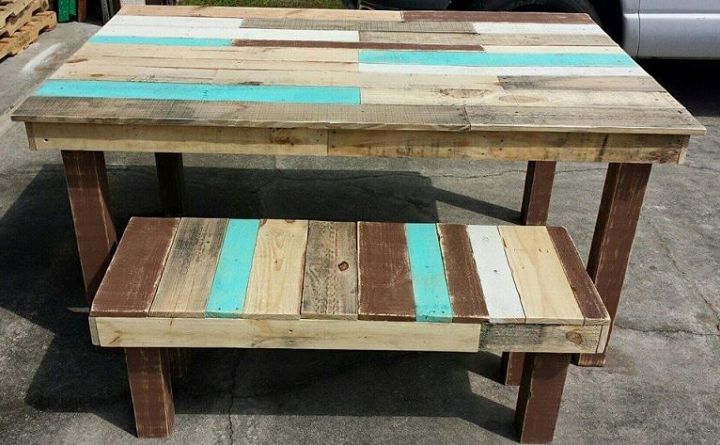 Pallet Dining Table and Bench Set