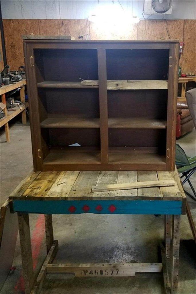 Pallet Study / Computer Desk with Bookshelf